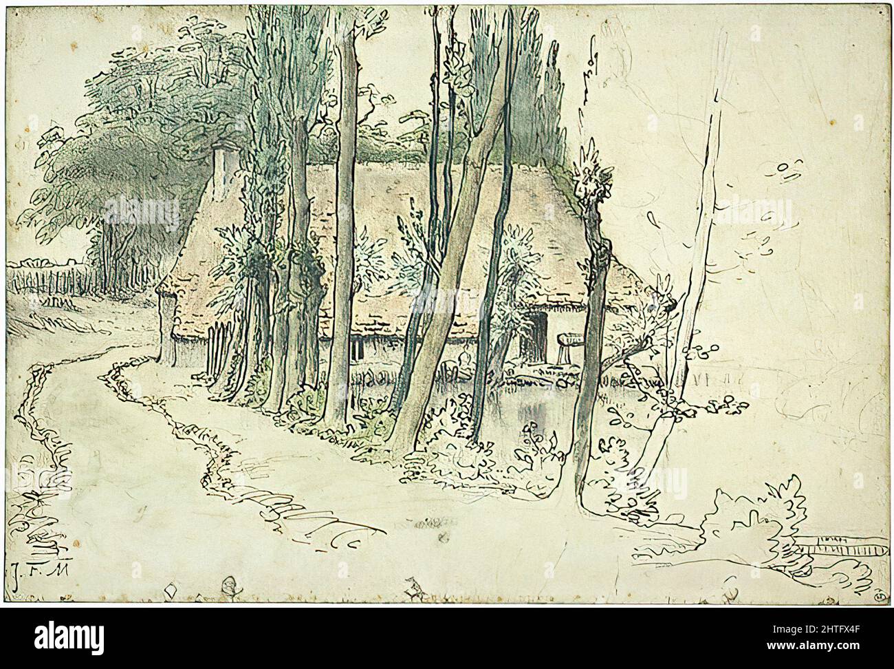 Jean-François Millet - House with Fence 1867 C 1867 Stock Photo - Alamy