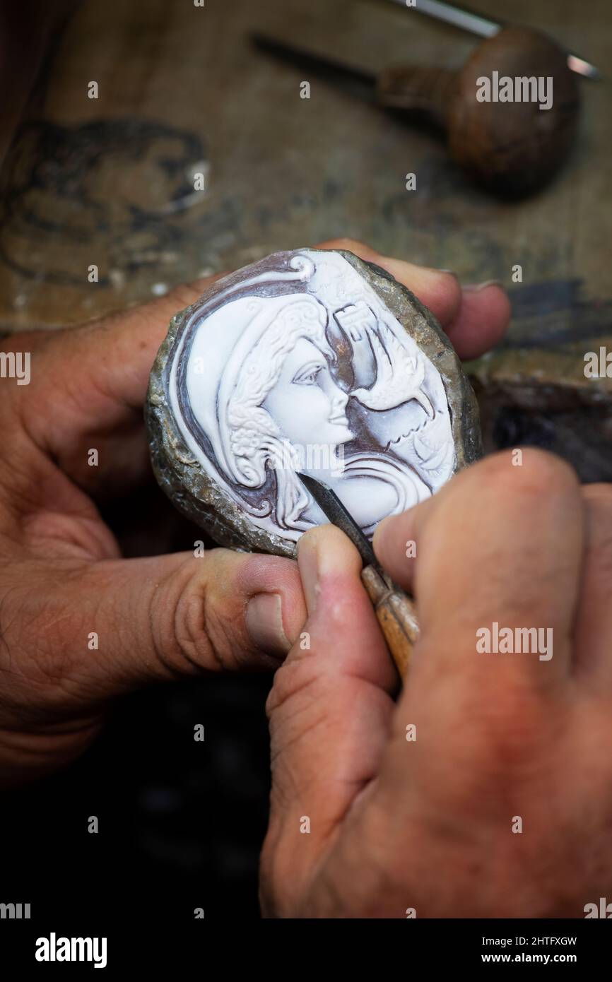 Artist Carving a Cameo Stock Photo - Alamy
