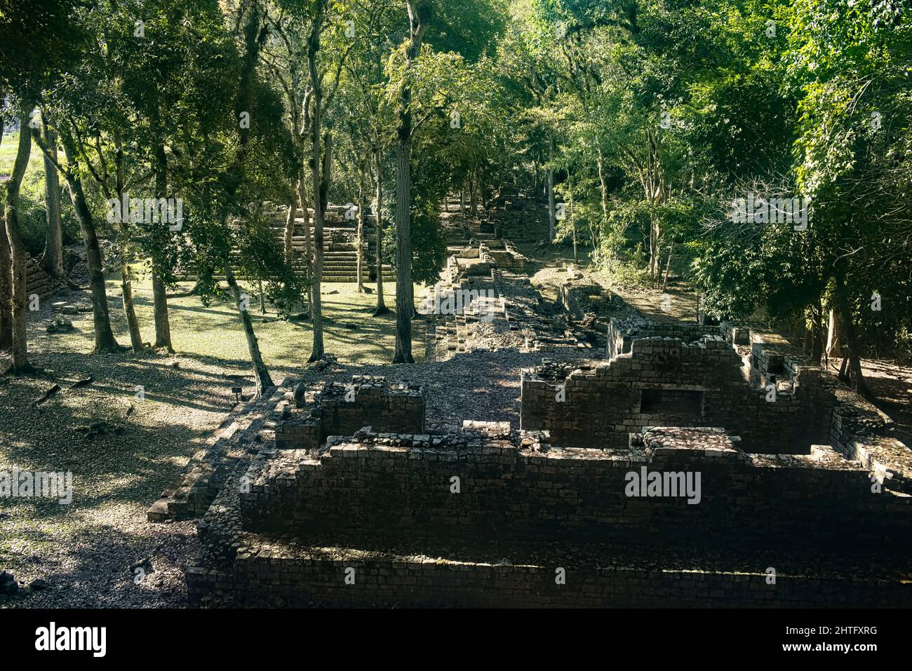 View of the cemetery at the Copan Mayan Ruins, Copan Ruinas, Honduras ...