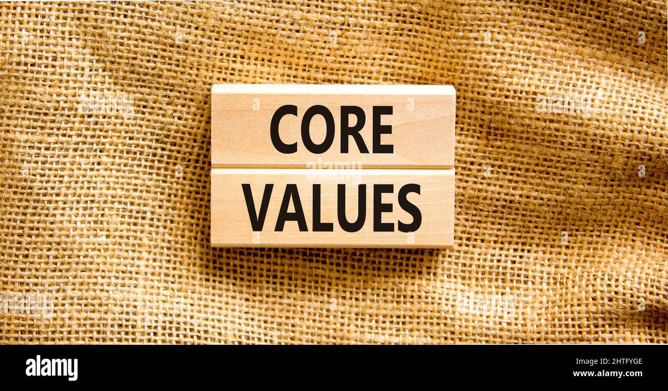 Core values symbol. Concept words Core values on wooden blocks on a ...