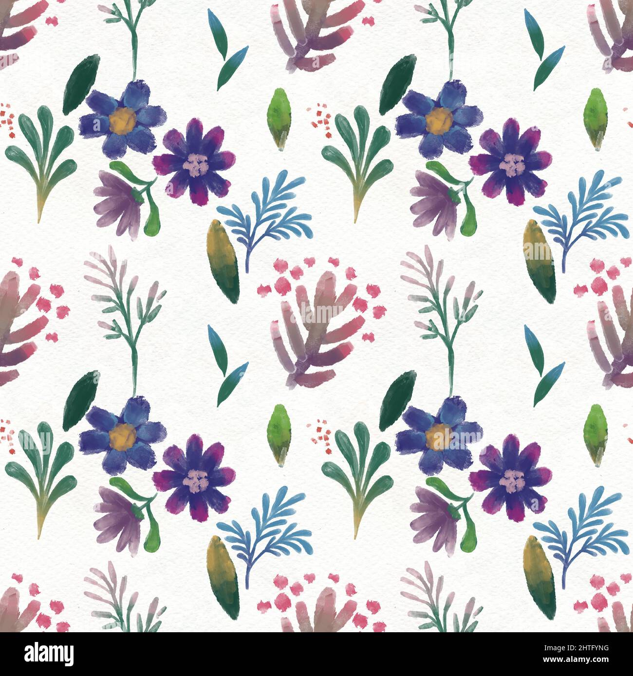 Seamless abstract floral pattern. Flowers texture on watercolor paper ...