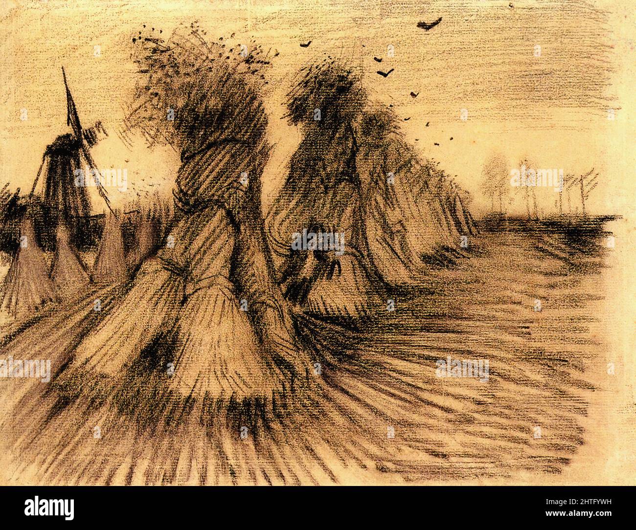 Vincent Van Gogh - Stooks MILL 1885 Stock Photo - Alamy
