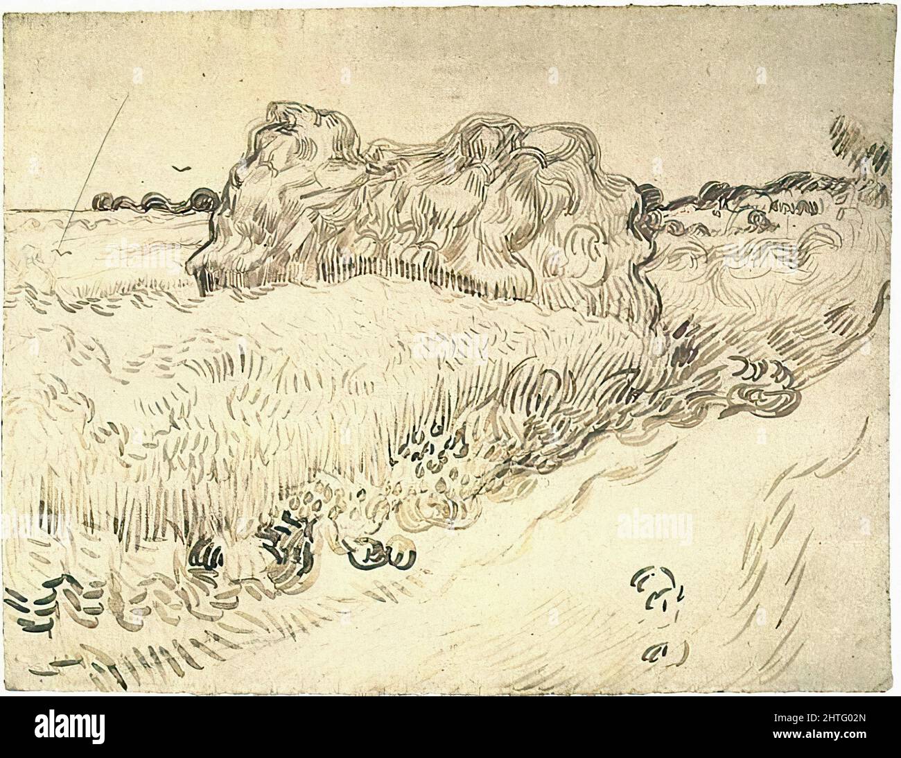 Vincent Van Gogh - Wheat Field with Stack Wheat Hay 1890 Stock Photo ...