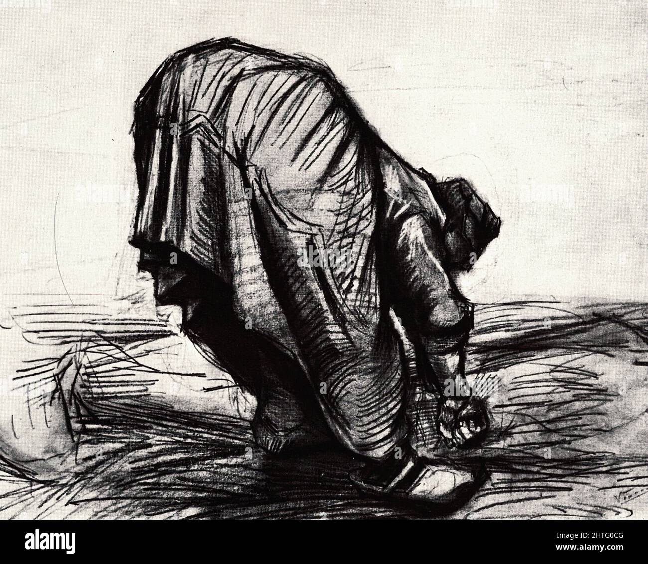 Vincent Van Gogh - Peasant Woman Stooping Seen Back 1885 Stock Photo ...