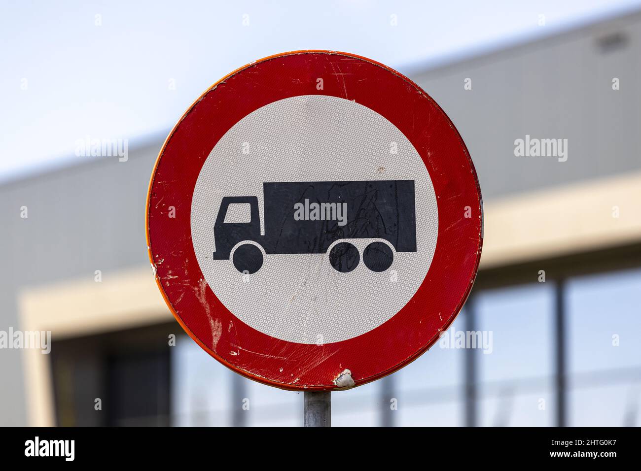 Dutch traffic sign with industrial building behind Stock Photo - Alamy
