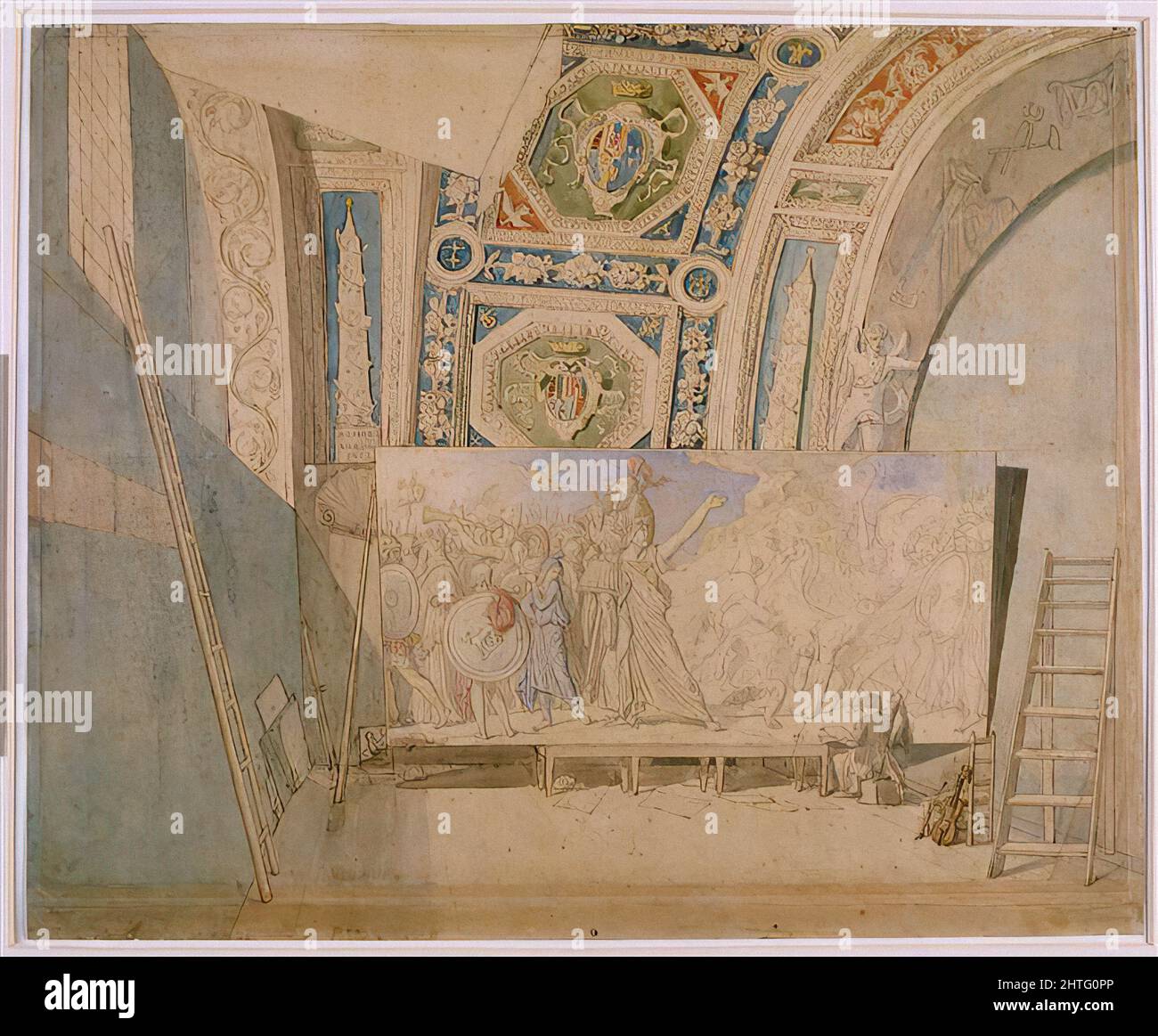 Jean-Auguste-Dominique Ingres - Ingres His Studio Painting Romulus ...