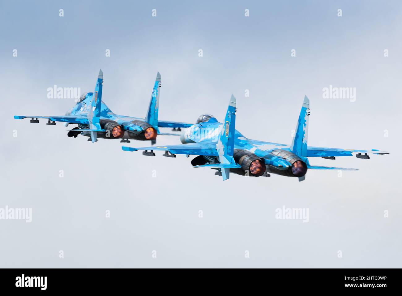 A Sukhoi Su-27 twin-engine fighter aircraft of the Ukrainian Air Force ...