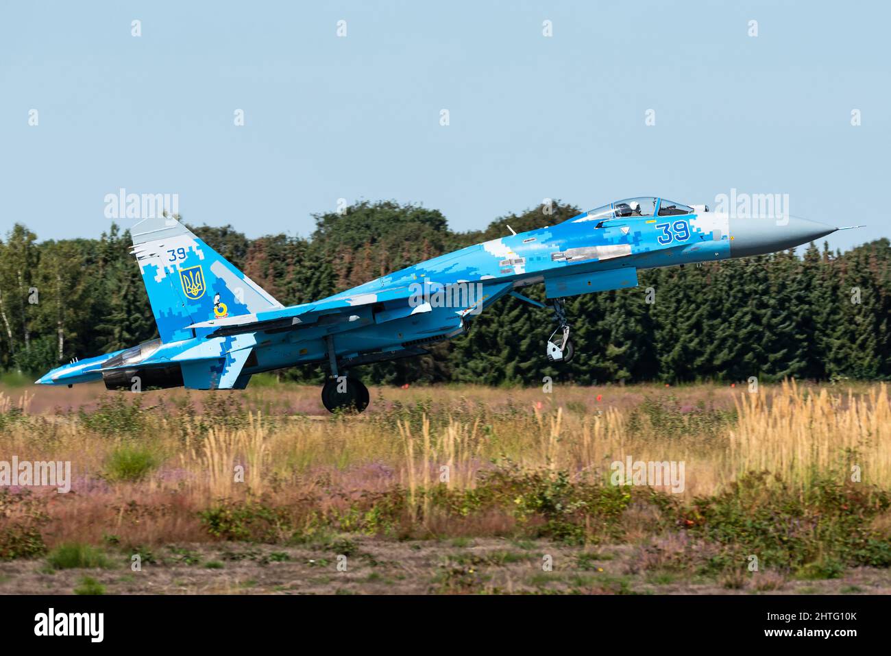 A Sukhoi Su-27 twin-engine fighter aircraft of the Ukrainian Air Force ...
