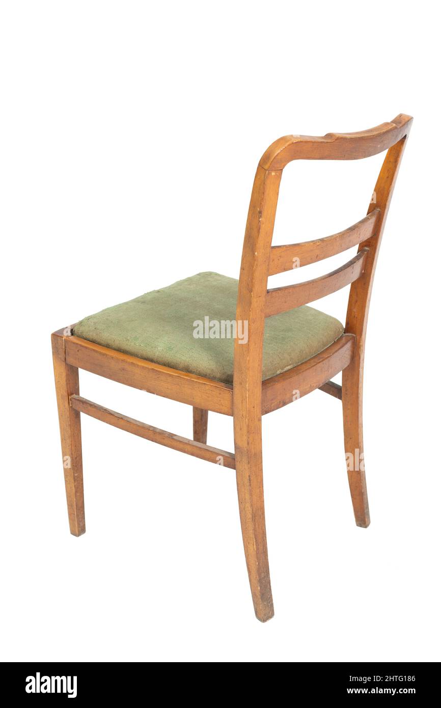 Polish original chair from the 70s and 80s with green seat. Rear view ...