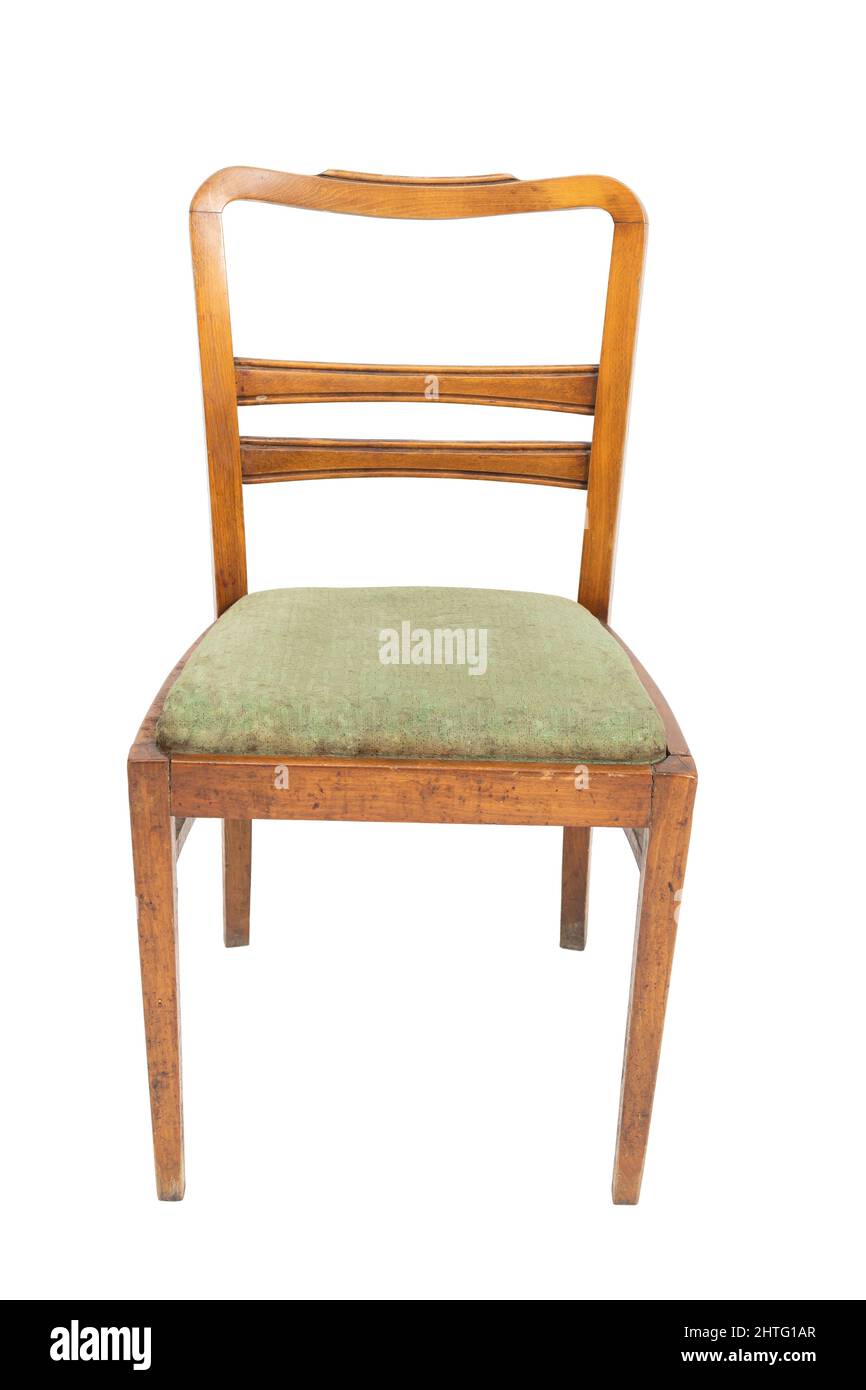 Polish original chair from the 70s and 80s with green seat. Front view ...