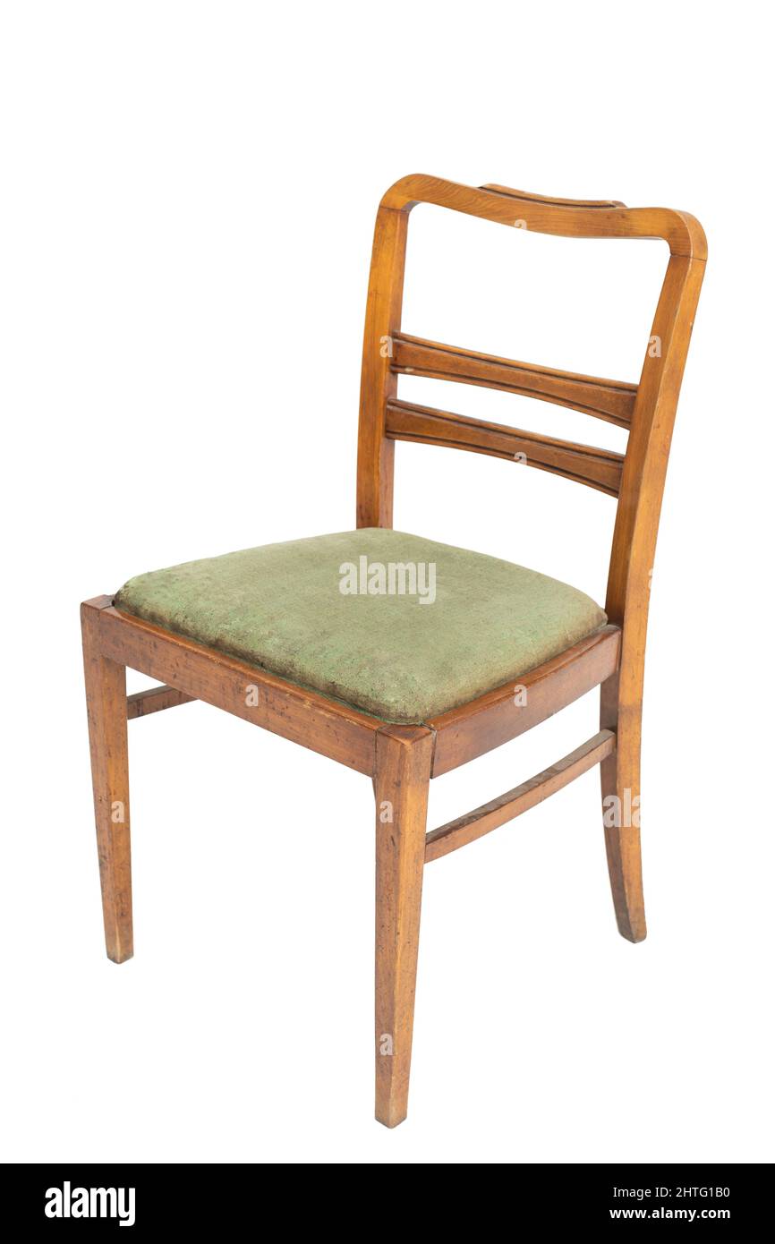 Polish original chair from the 70s and 80s with green seat. Front angle ...