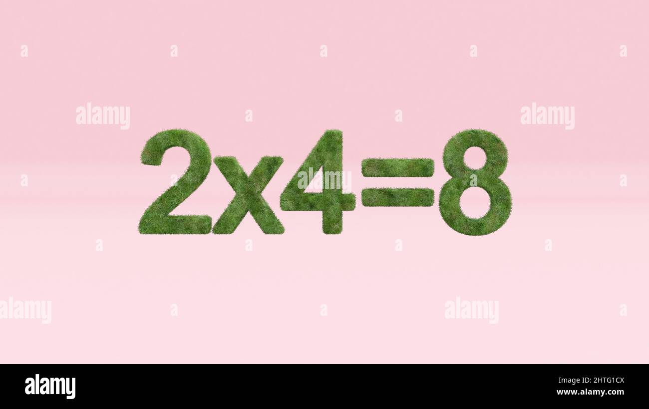 Rendering of a mathematical equation with grassy texture on the pink ...
