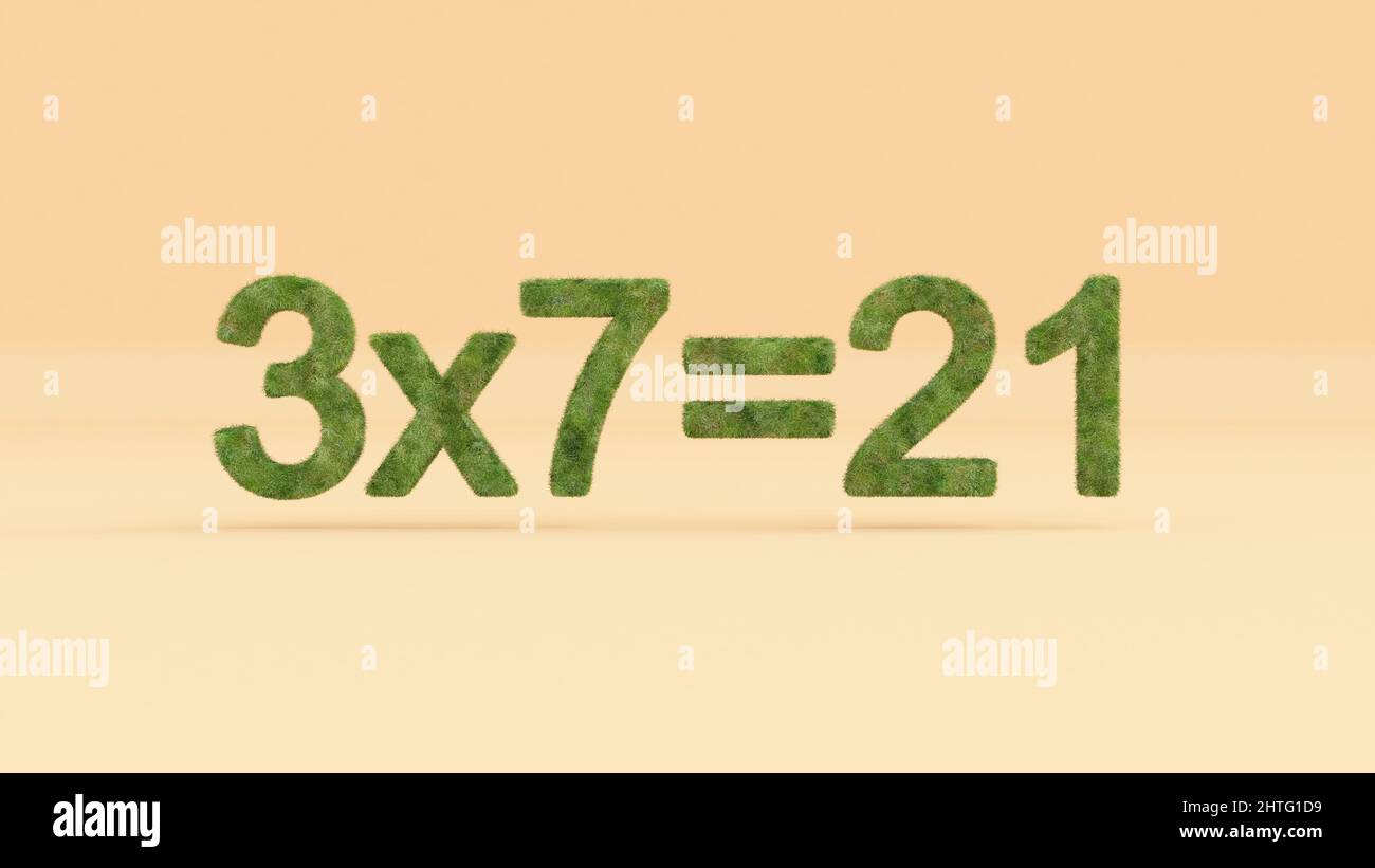 Rendering of a mathematical equation with grassy texture on the orange ...