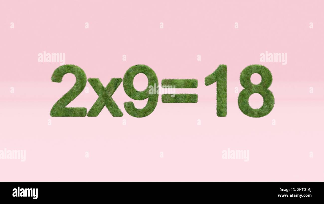 Rendering Of A Mathematical Equation With Grassy Texture On The Pink