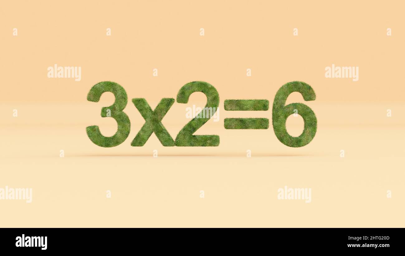 Rendering of a mathematical equation with grassy texture on the orange ...