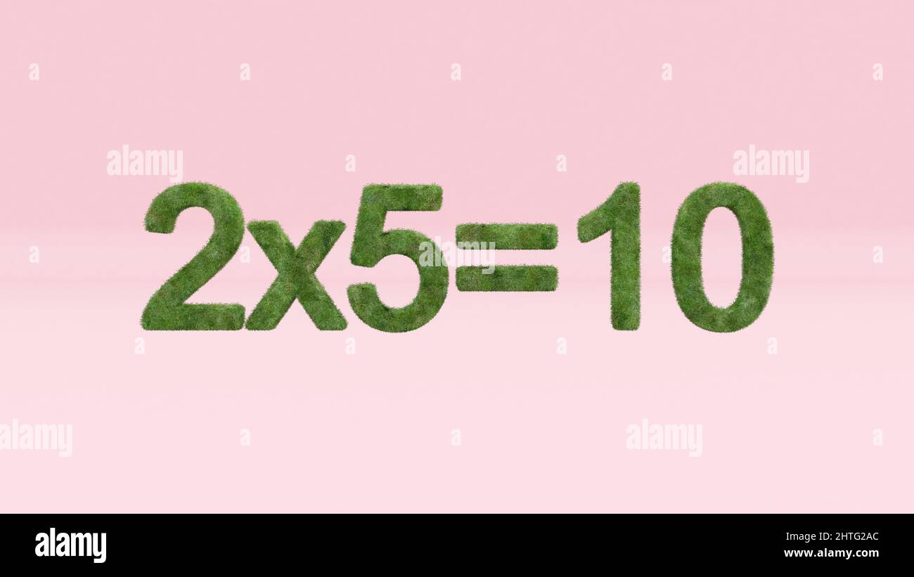 Rendering of a mathematical equation with grassy texture on the pink ...