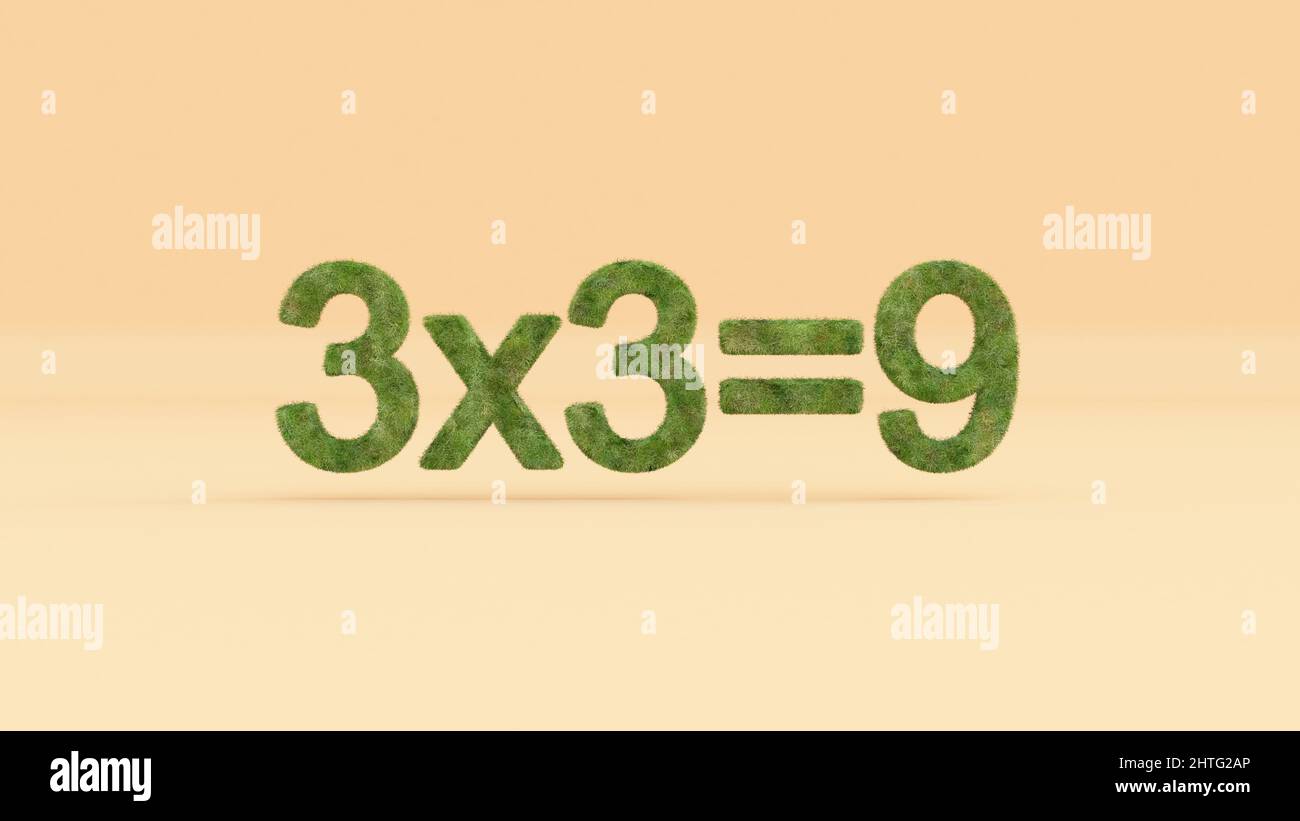 Rendering of a mathematical equation with grassy texture on the orange ...
