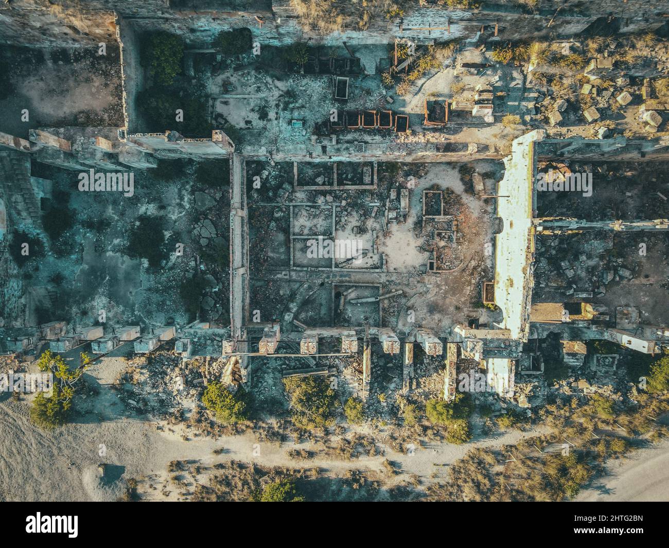 Top view shot of ruins of Montevecchio mining complex on Sardinia Stock ...