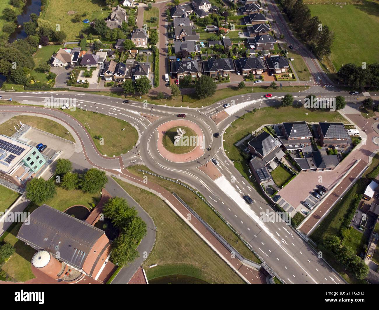 Aerial view of contemporary traffic roundabout Stock Photo - Alamy