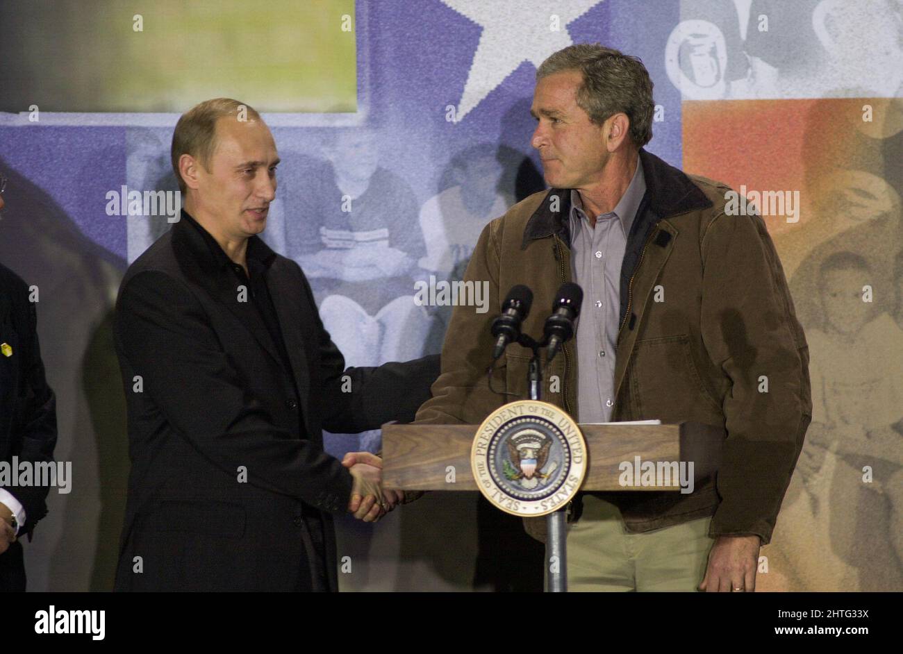 November 15, 2001: U.S. President GEORGE W. BUSH along with Russian ...
