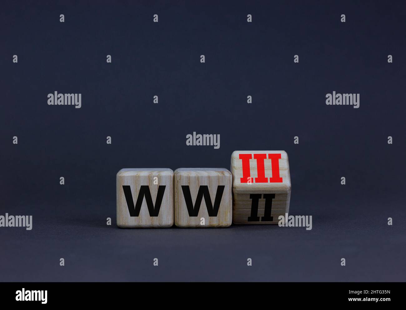 WW3 world war 3 symbol. Turned the wooden cube and changed the concept ...