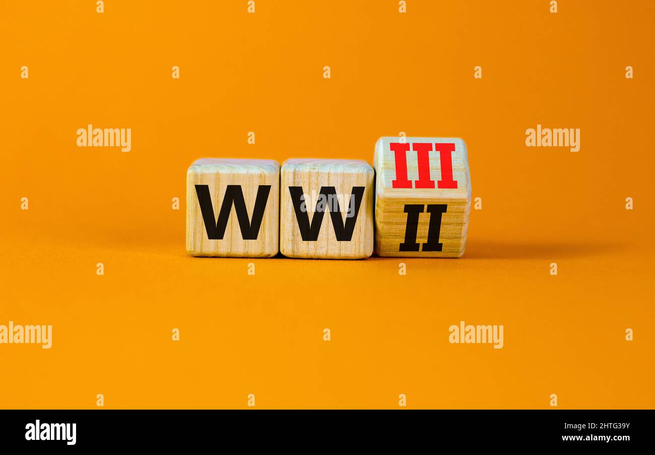 WW3 world war 3 symbol. Turned the wooden cube and changed the concept ...