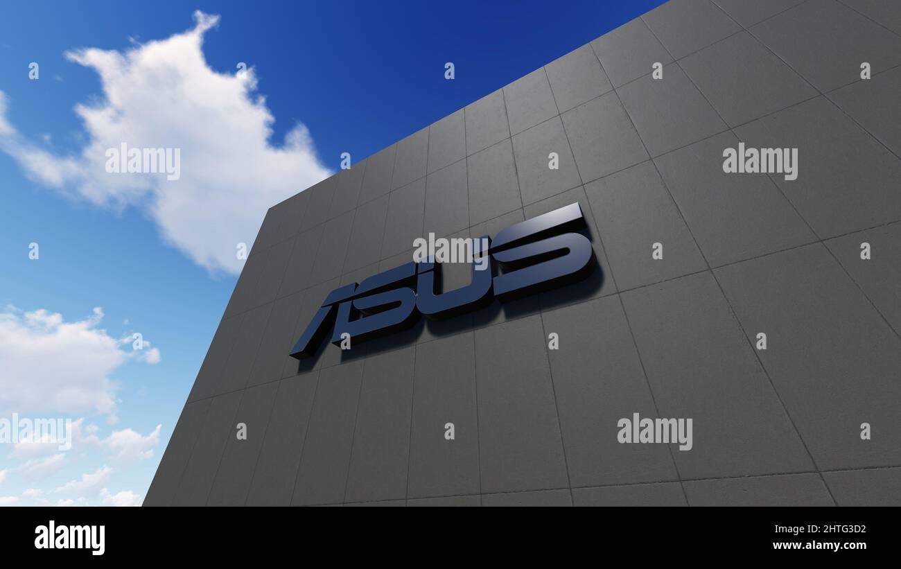 Asus logo on the wall, Editorial use only, 3D rendering Stock Photo - Alamy