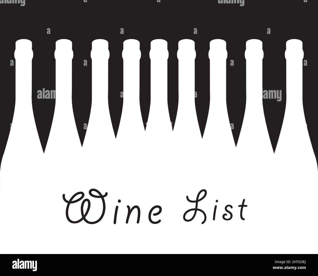 Illustration of white bottles with an inscription 'wine list' on a ...