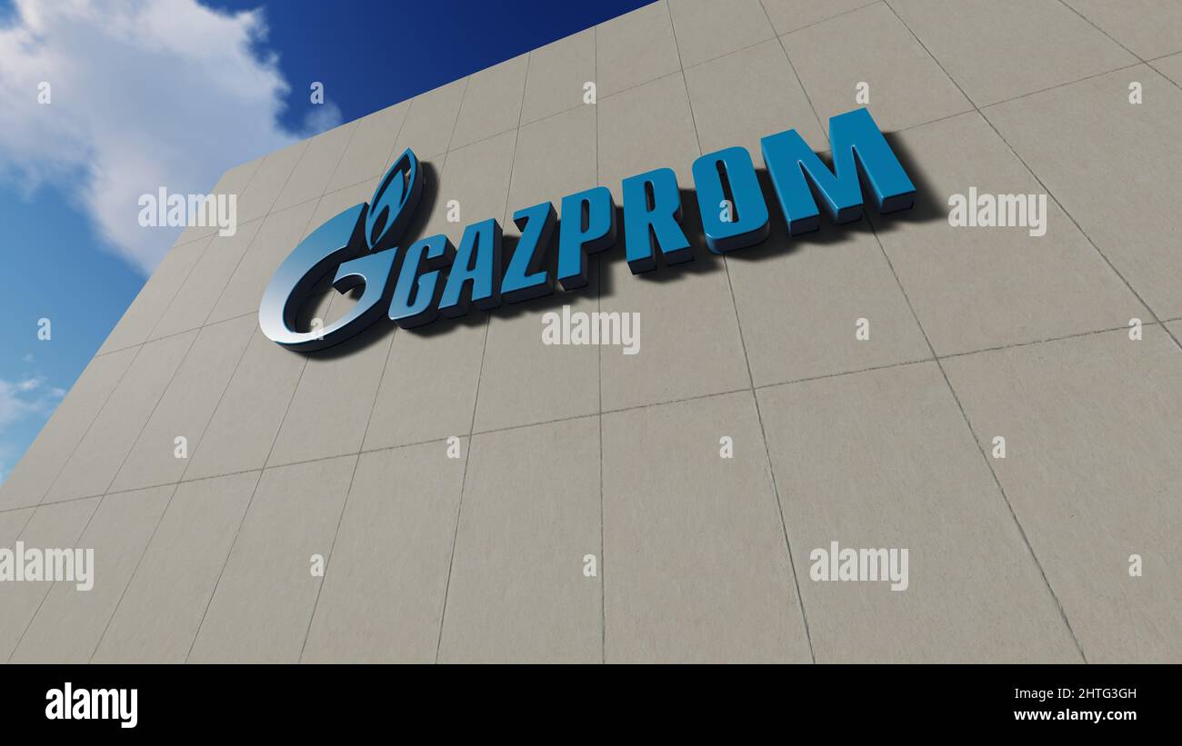 Gazprom logo on the wall, Editorial use only, 3D rendering Stock Photo - Alamy