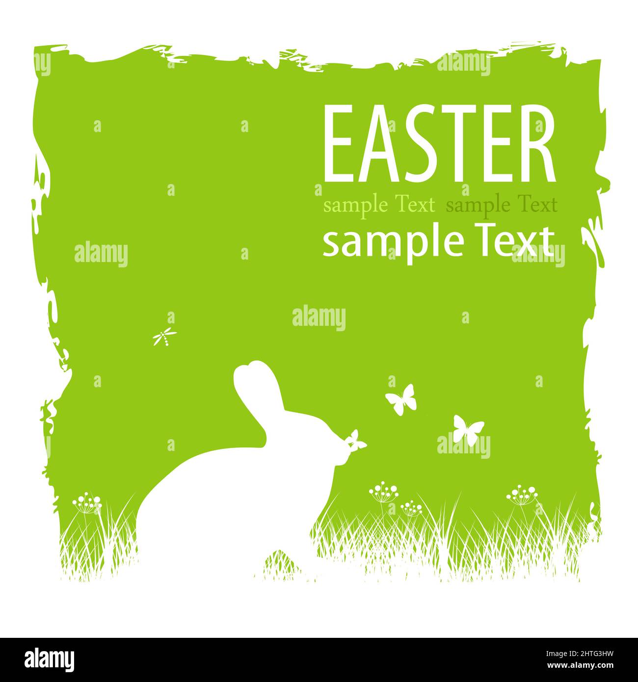 Easter postcard design with a silhouette of a rabbit and a sample text ...