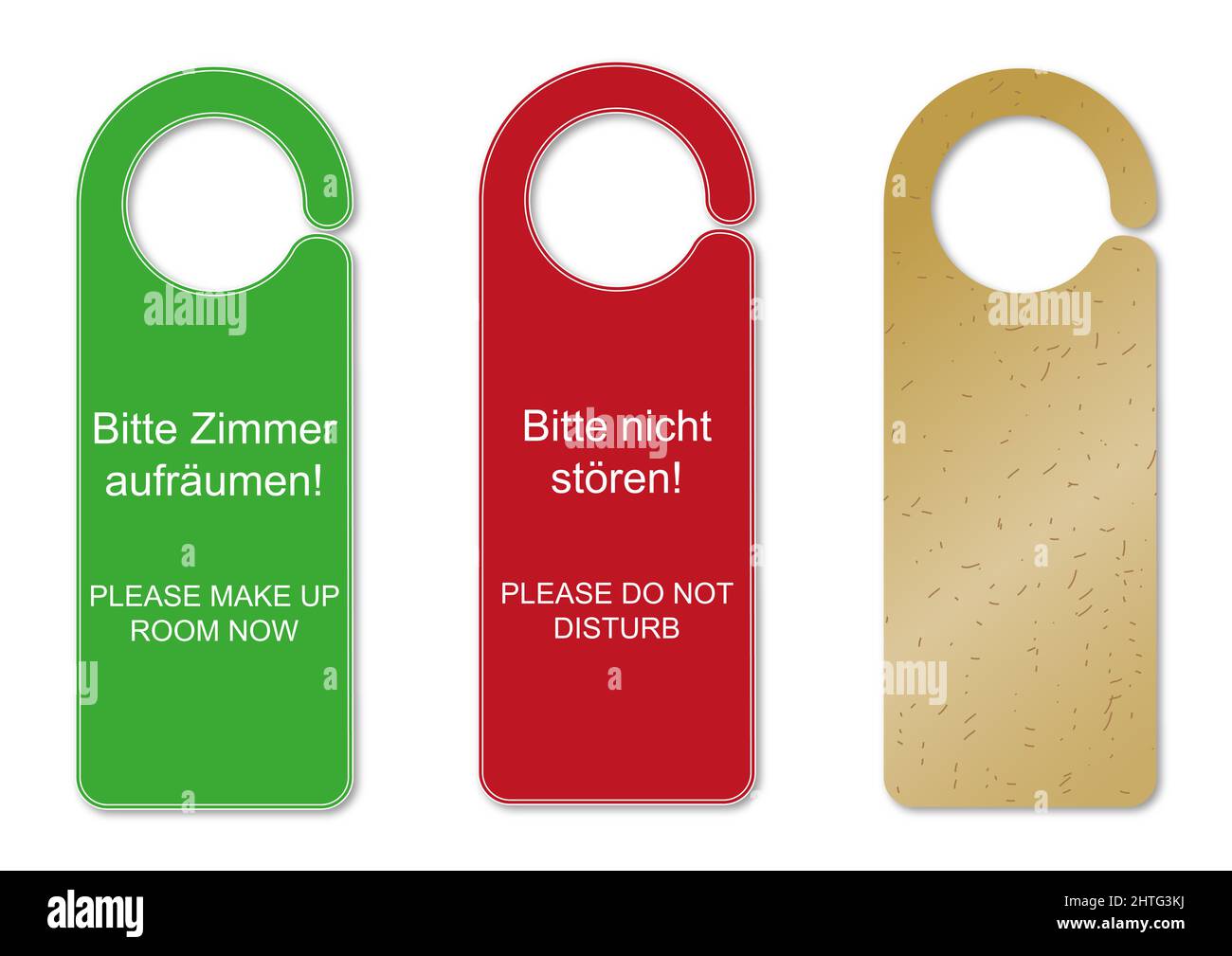 Illustration of hotel room signs with German and English texts on a ...