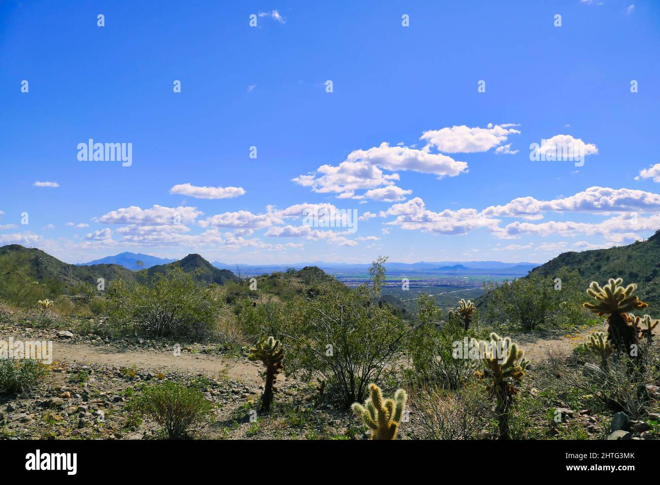 Walking trail in the desert of Skyline Regional Park in the southern White Tank Mountains ...