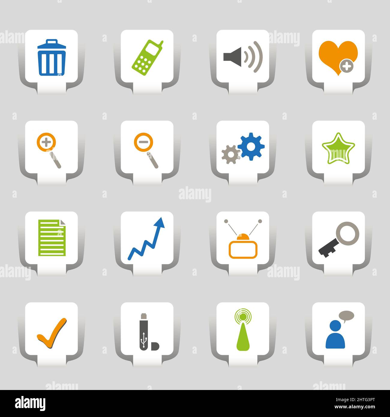 3D rendering of communication signs and symbols on a gray background ...