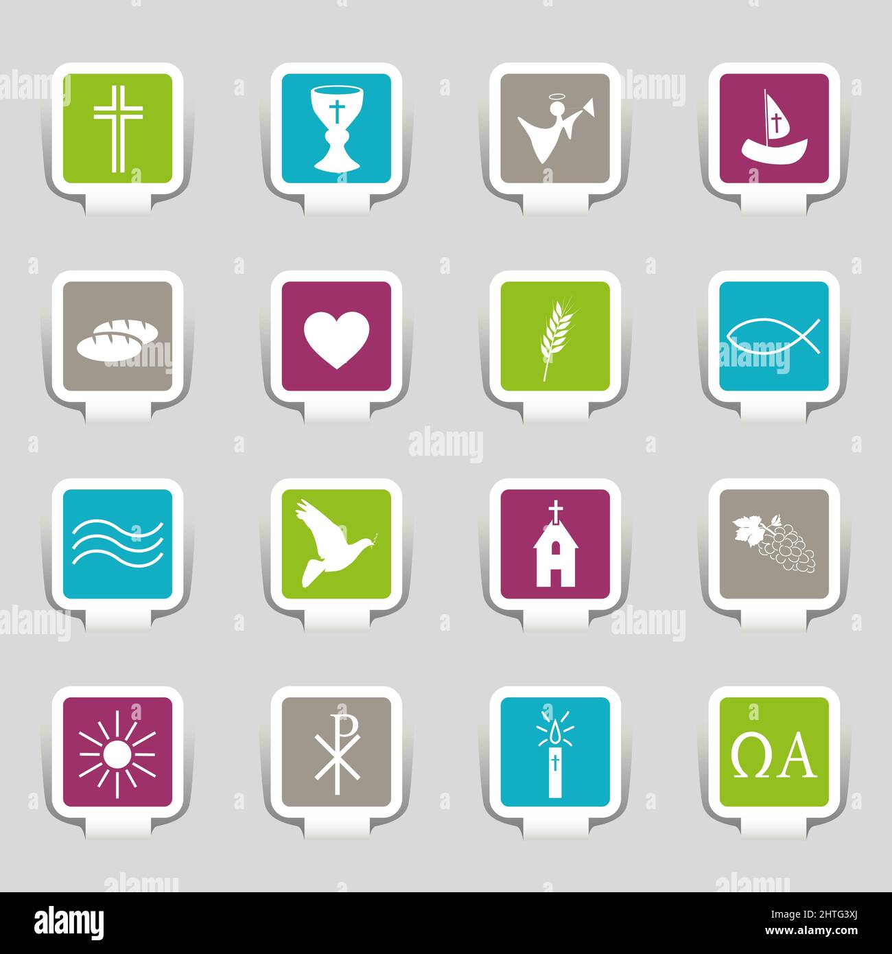 Illustration of colorful religion icons on grey background Stock Photo ...