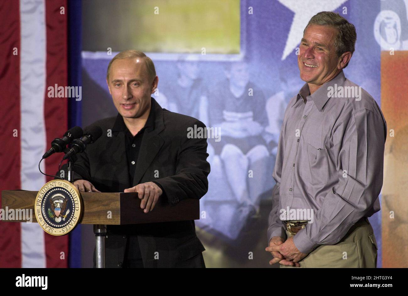 November 15, 2001: U.S. President GEORGE W. BUSH along with Russian ...