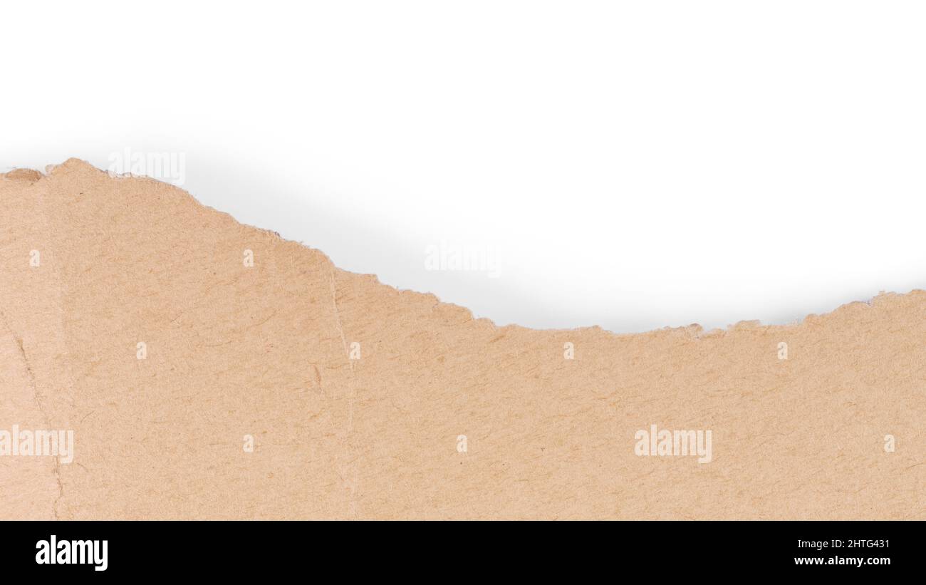 Old yellow craft paper torn edge. Isolated on white background ...