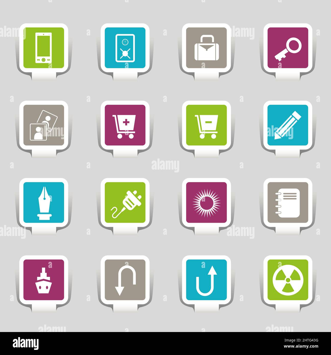 Illustration of an icon set on a gray background Stock Photo - Alamy