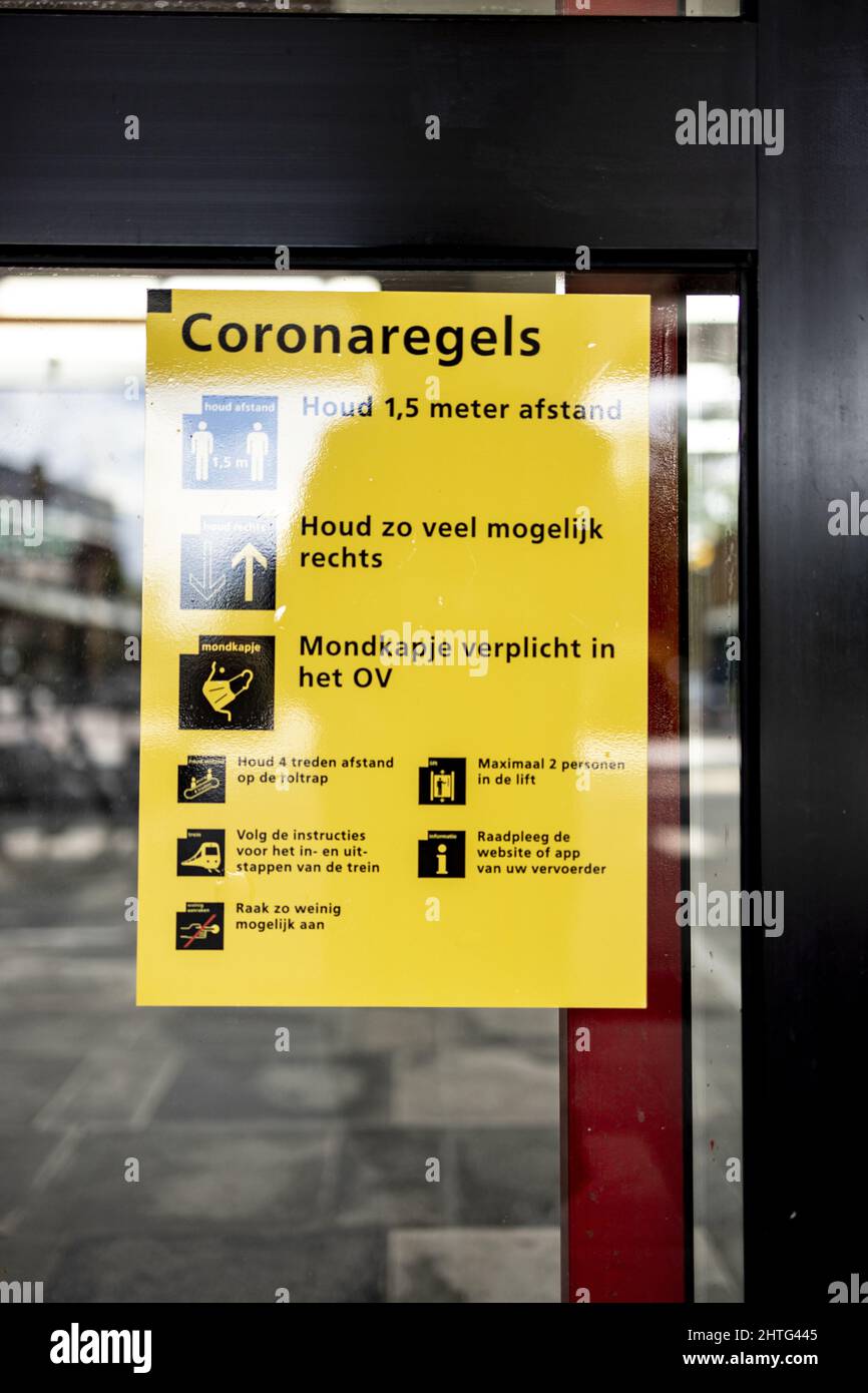 COVID-19 conduct sign in Dutch public space Stock Photo - Alamy