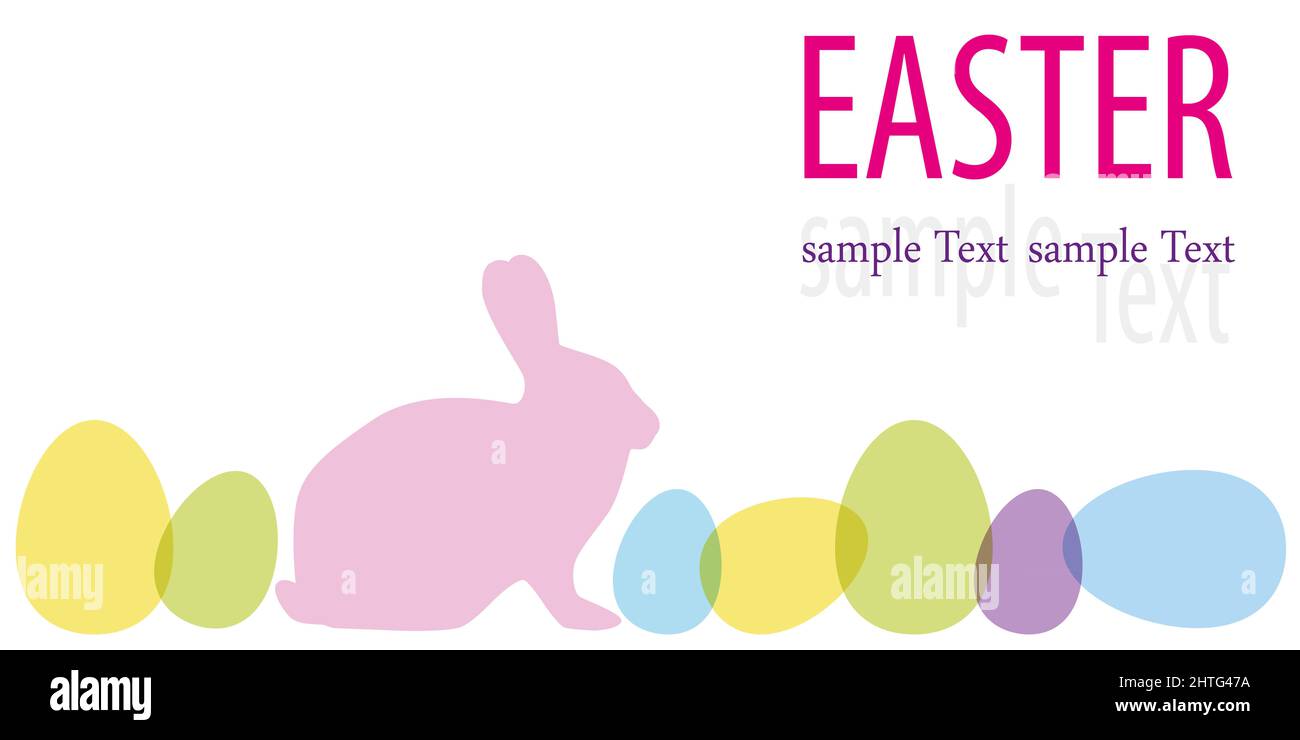 Illustration of an EASTER template with colorful eggs and a rabbit ...