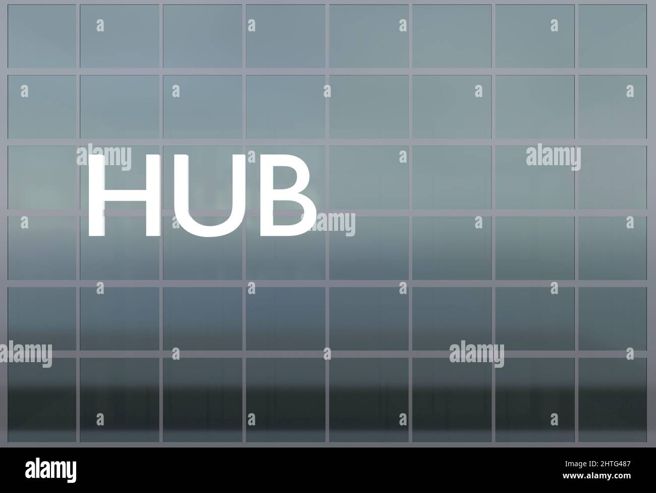 3D illustration of a building with the script HUB Stock Photo - Alamy