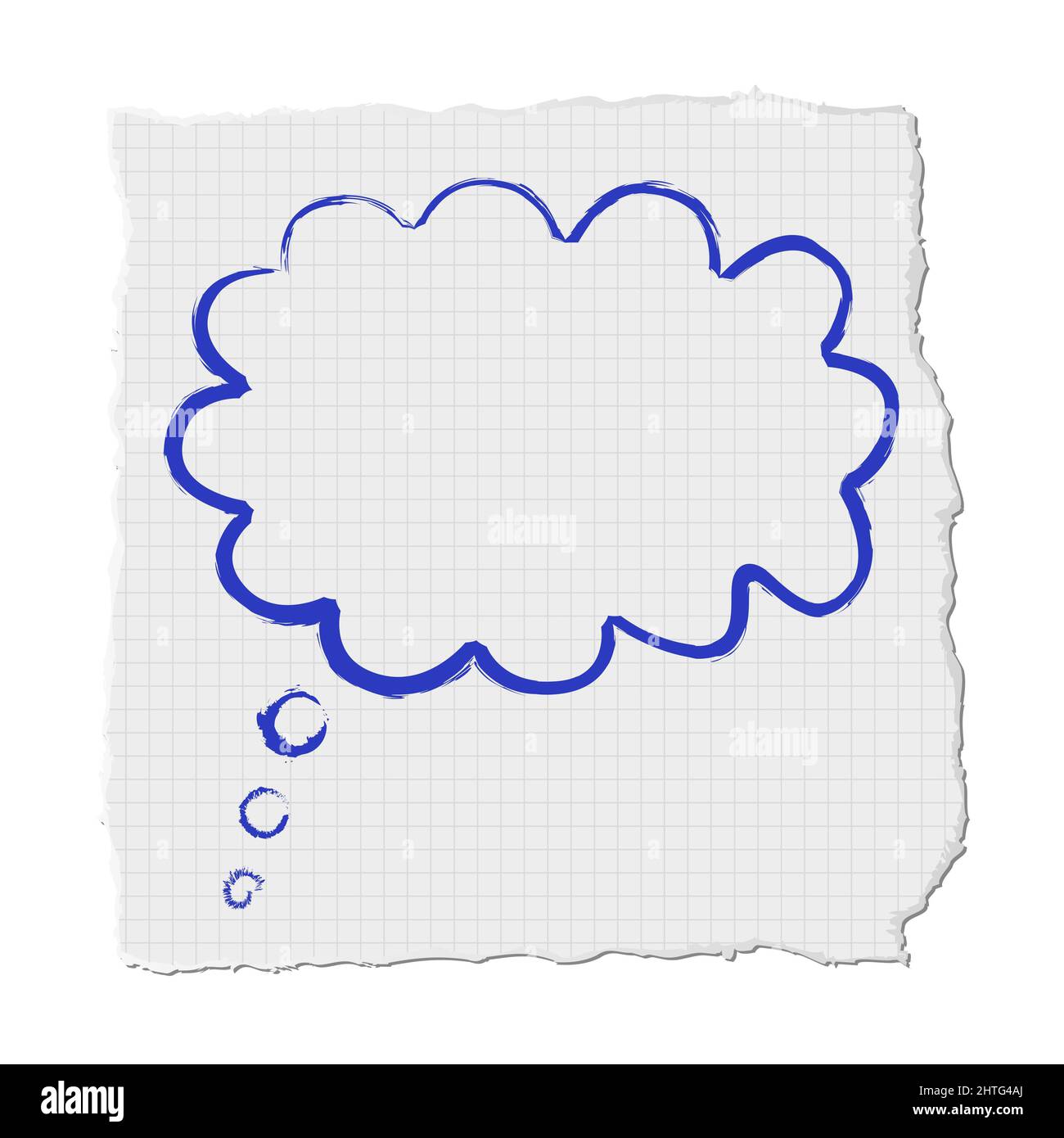 Isolated digital illustration of a sketch of a thought bubble on a grid ...