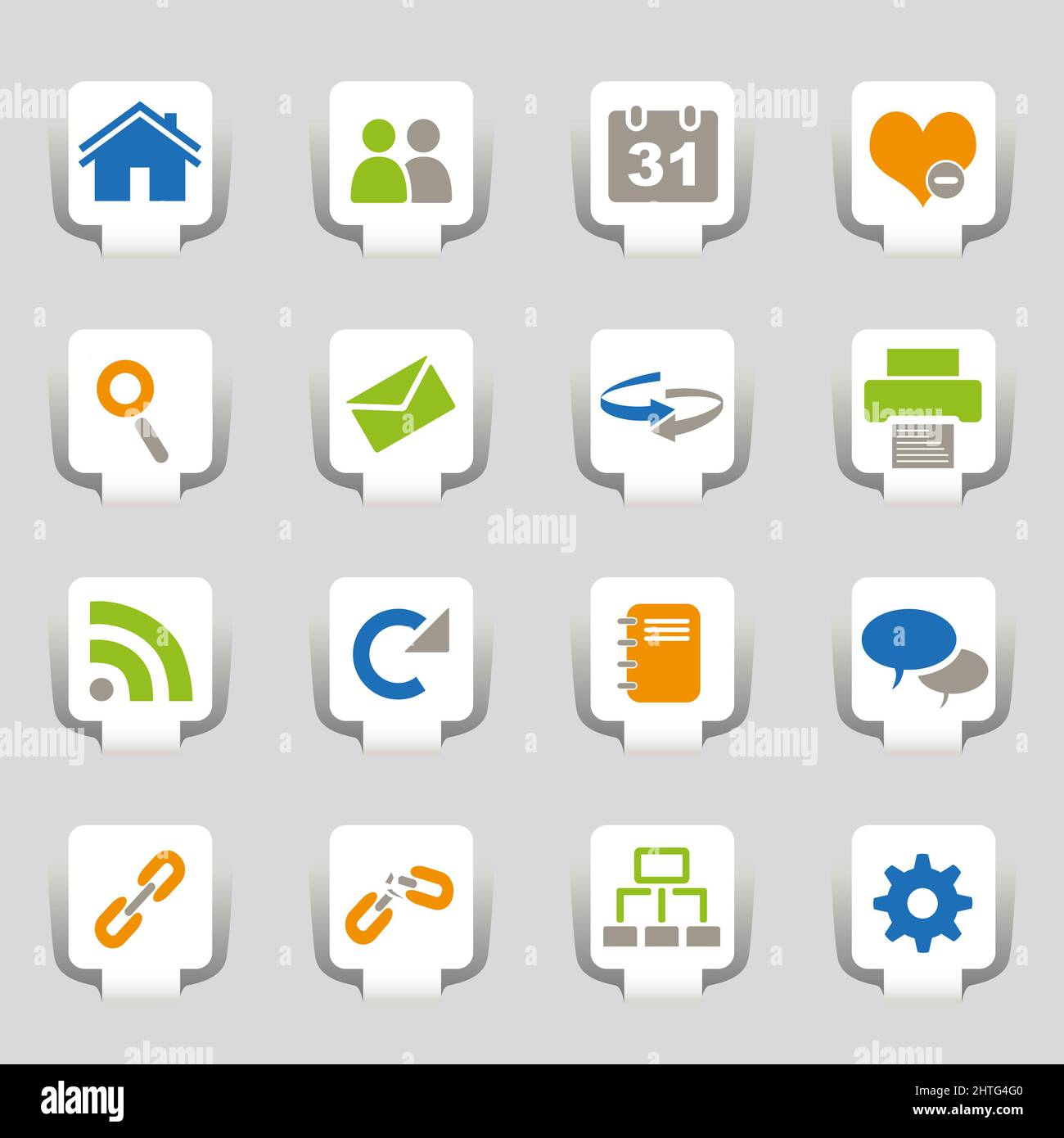 Simple illustration of various digital icons on a plane background ...