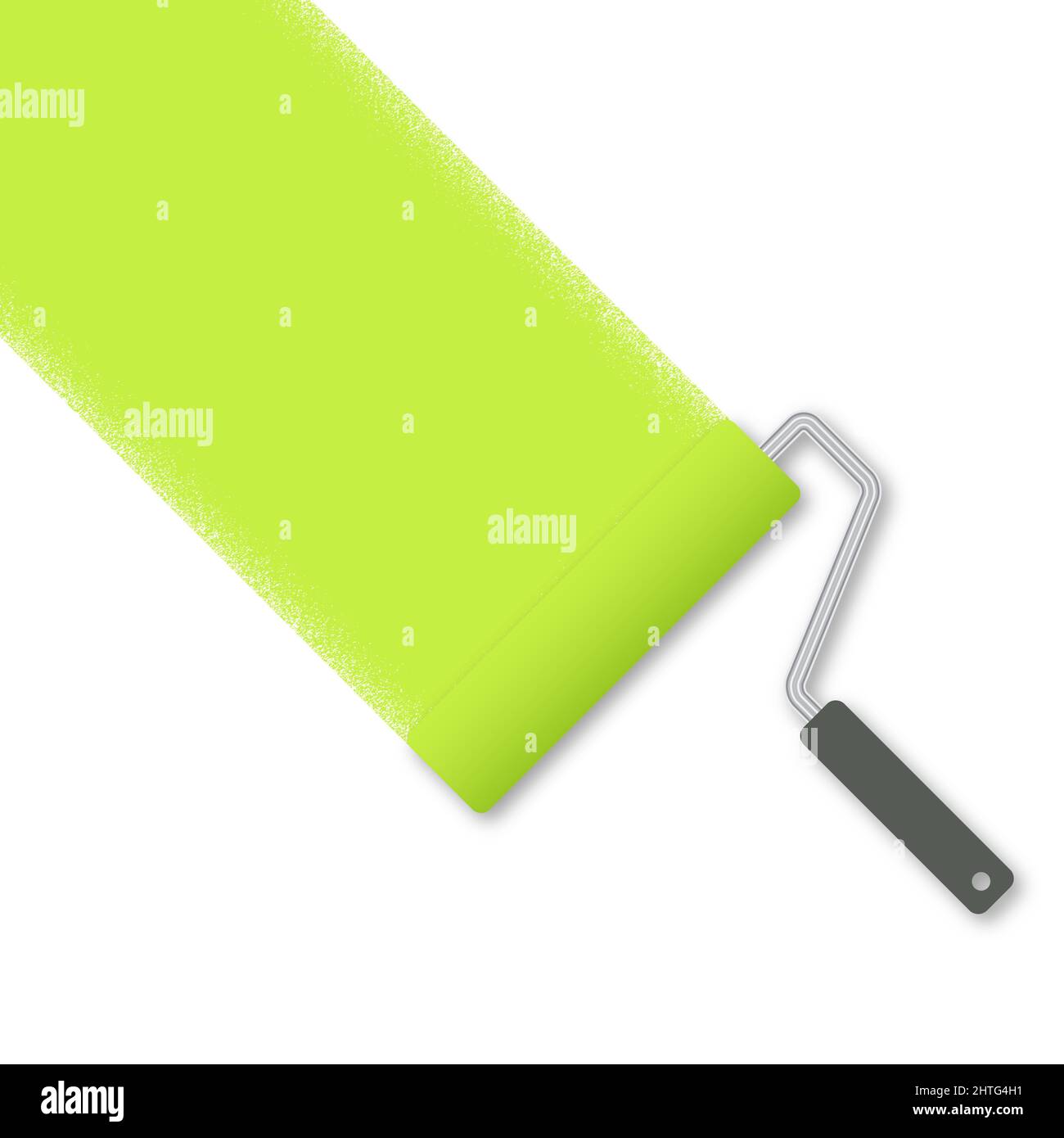 3D rendering of a paint roller painting green color, space for text ...