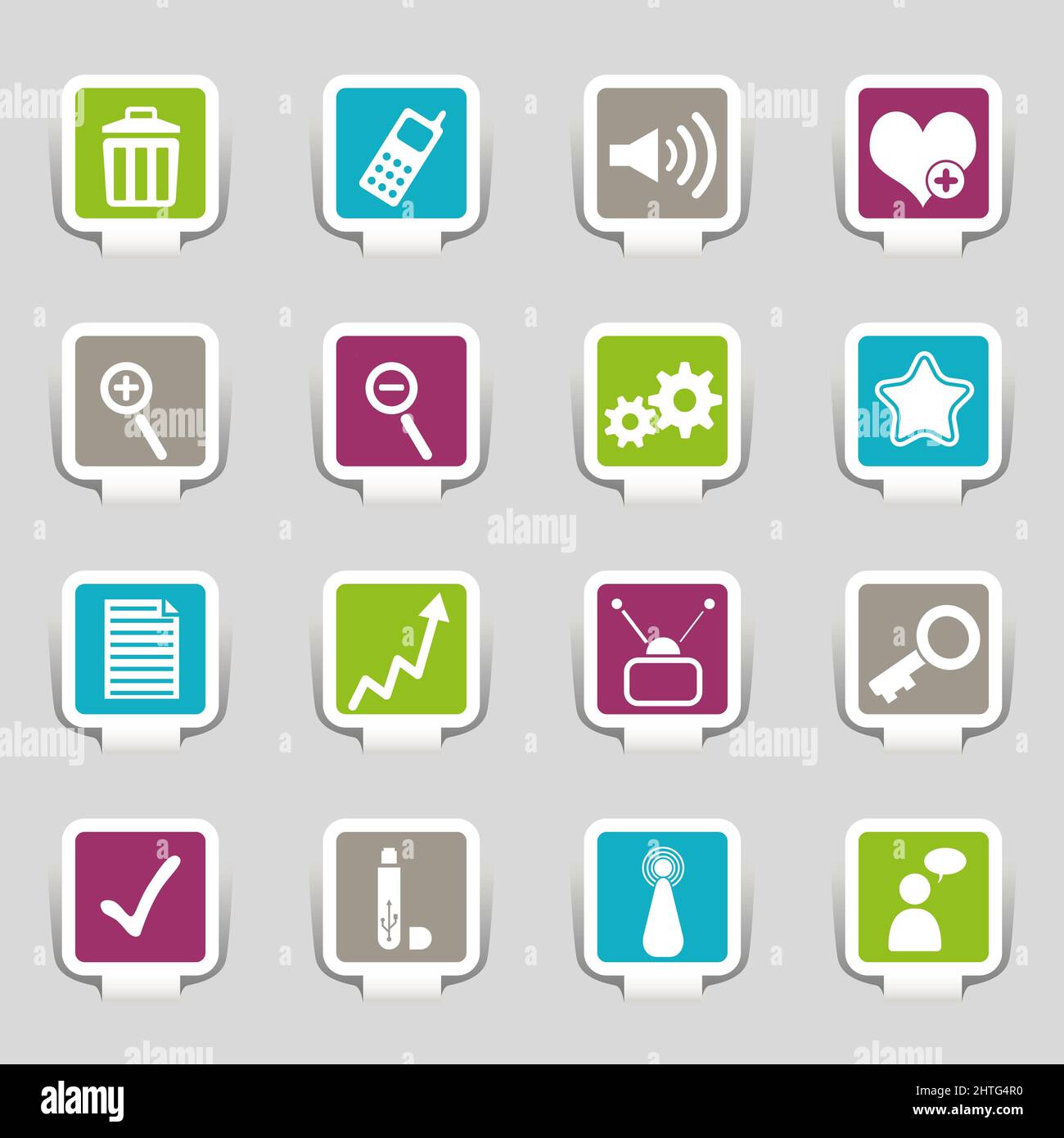 Illustration of a set of web icons on grey background Stock Photo - Alamy