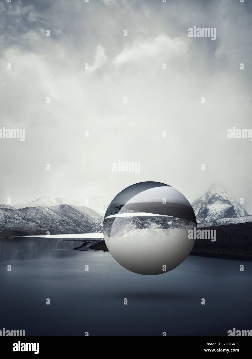 Beautiful illustration of a water ball over the lake Stock Photo - Alamy