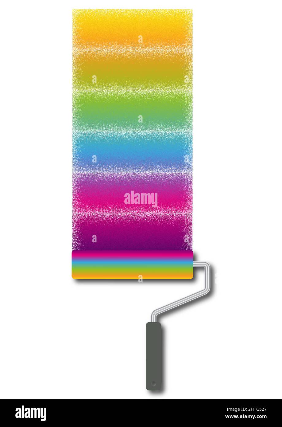 3D rendering of a paint roller painting rainbow colors Stock Photo - Alamy