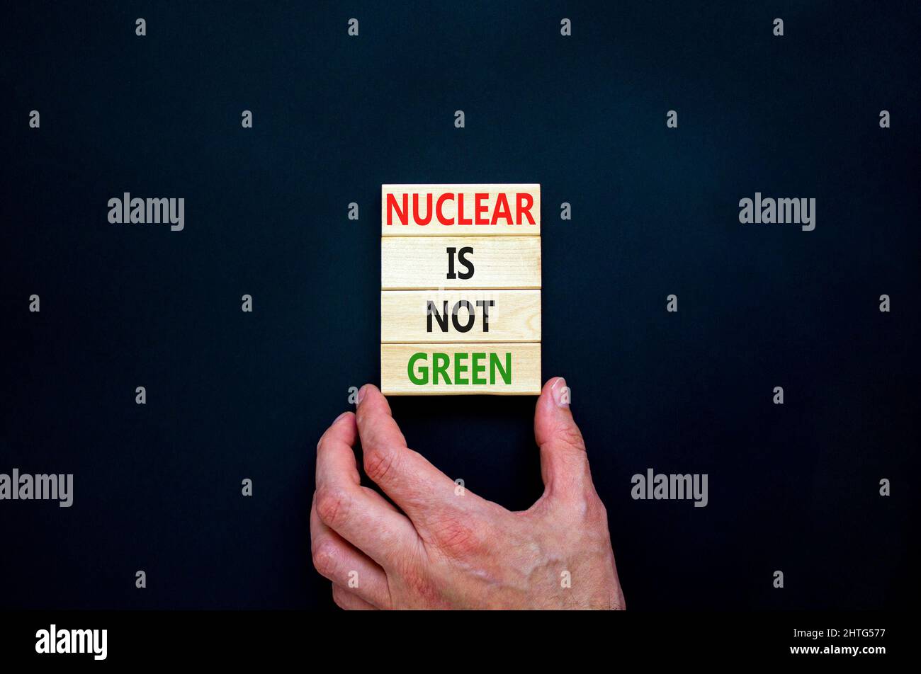 Nuclear is not green symbol. Concept words Nuclear is not green on ...