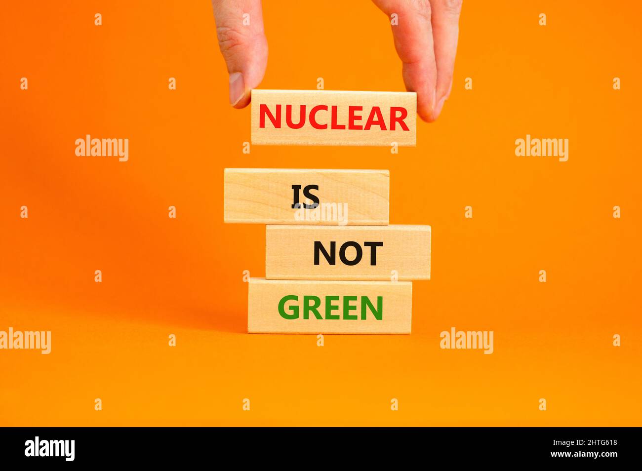 Nuclear is not green symbol. Concept words Nuclear is not green on ...