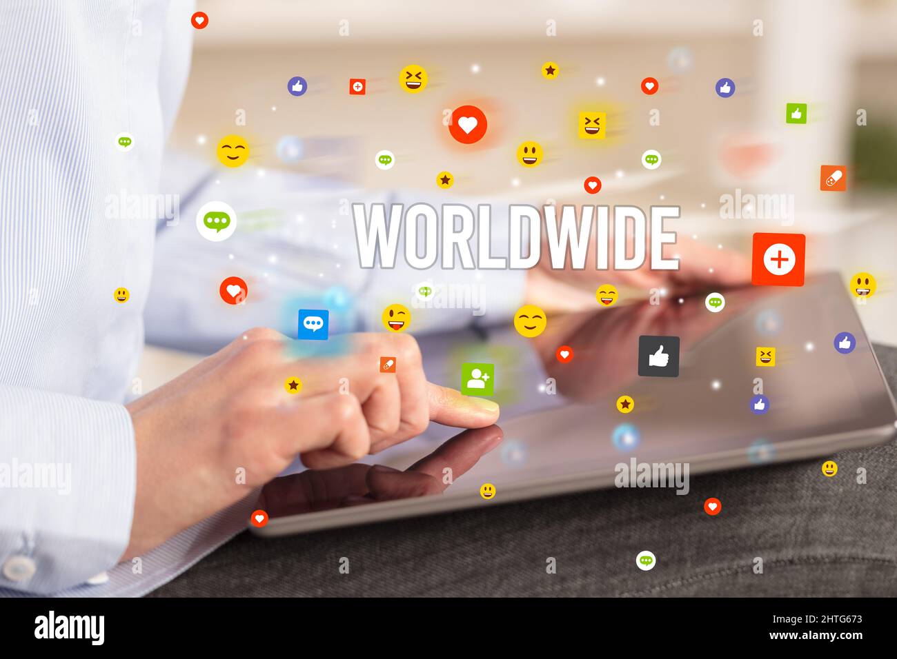 business person playing multimedia concept Stock Photo - Alamy