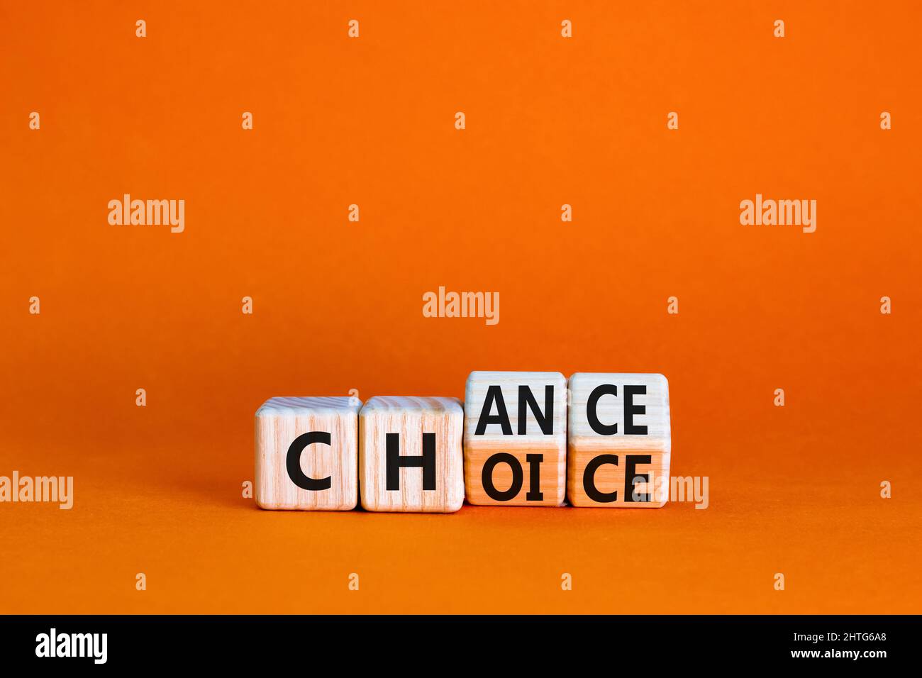 Choice and chance symbol. Turned wooden cubes and changed the concept ...